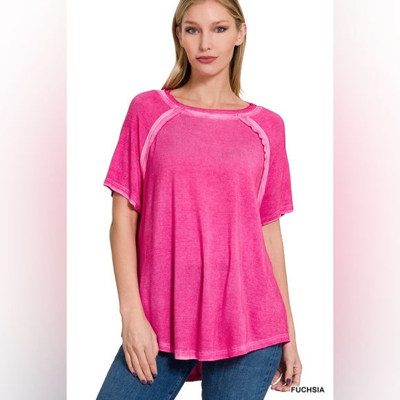 Zenana Outfitters | Tops | New Zenana Washed Short Sleeve Boatneck Top ...